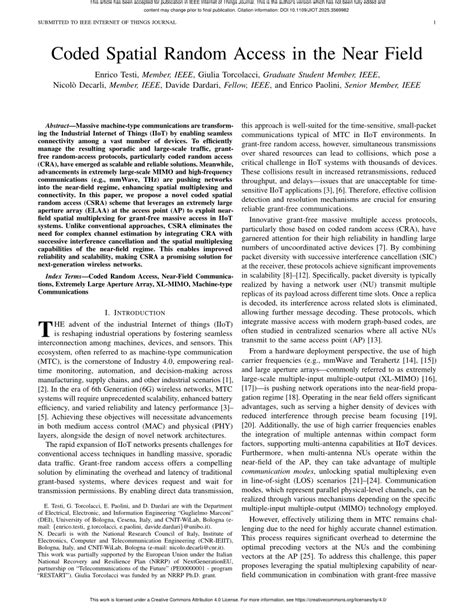 Pdf Coded Spatial Random Access In The Near Field