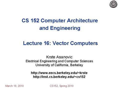 Cs 152 Computer Architecture And Engineering Lecture 16