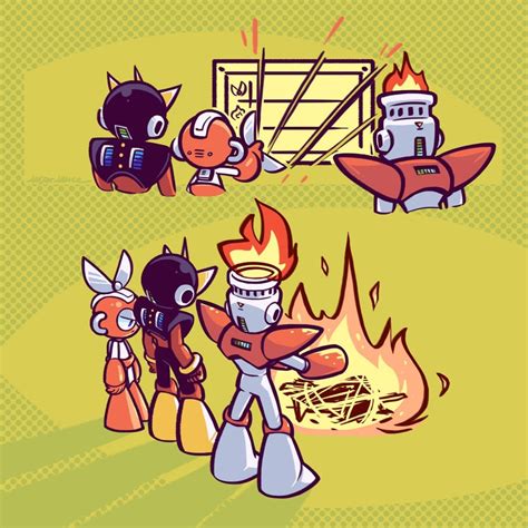 Cut Man Elec Man And Fire Man Mega Man And 2 More Drawn By Laser Lance Danbooru