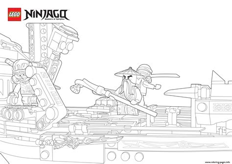 Boat Ninjago With Sensei Wu Coloring Page Printable