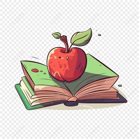 사과와 책 벡터클립 아트상표만화 Png 일러스트 무료 다운로드 Lovepik