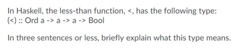 Solved In Haskell The Less Than Function