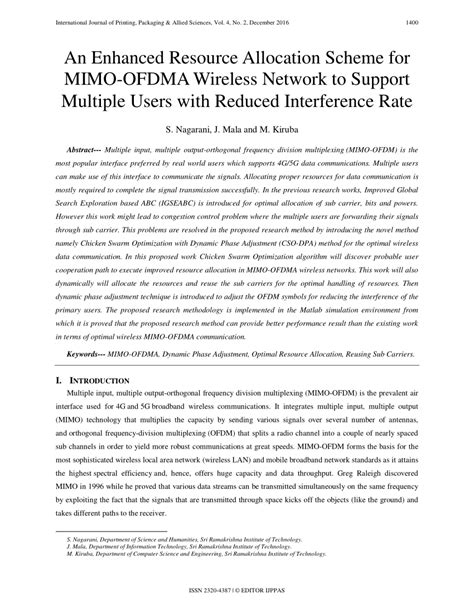 Pdf An Enhanced Resource Allocation Scheme For Mimo Ofdma Wireless