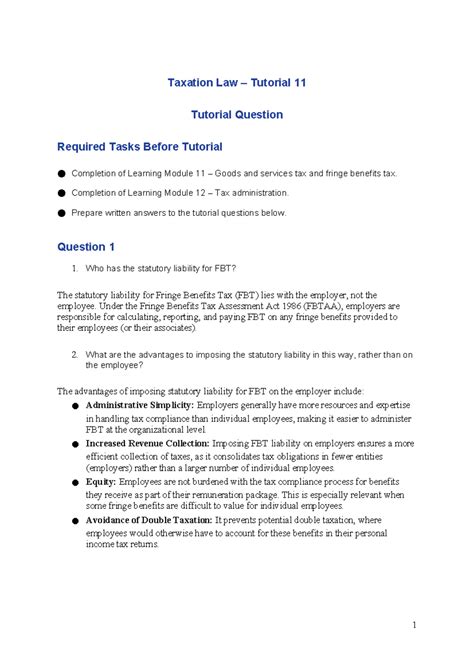 tutorial 11 tutorial questions taxation law tutorial 11 tutorial