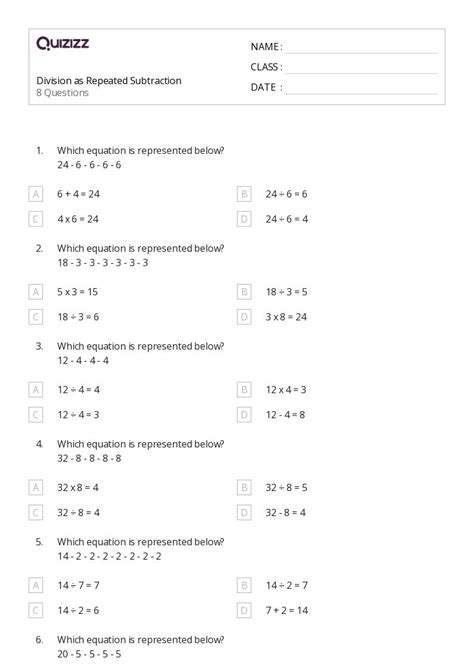 Repeated Subtraction Worksheets For Rd Class On Quizizz Worksheets Library