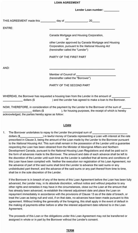 Loan Contract Template Free Beautiful Free Loan Agreement Templates Word Pdf Template Lab
