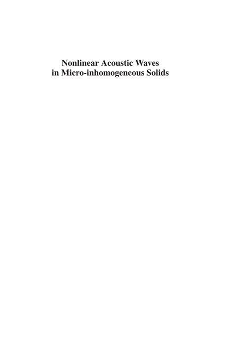 Pdf Nonlinear Acoustic Waves In Micro Inhomogeneous Solids