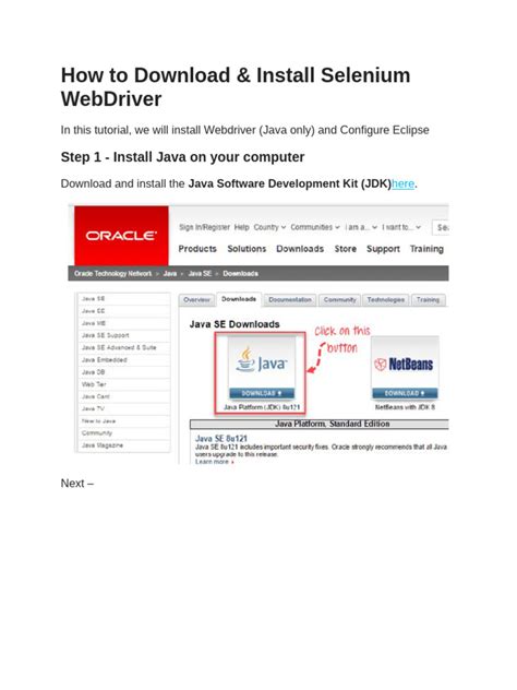 01thselenium Webdriver Setup Environment Pdf Java Programming Language Selenium Software