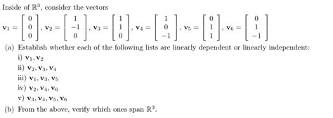 Solved Inside Of R3 Consider The Vectors Chegg Com