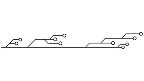 인쇄 회로 기판 pcb는 흰색 배경에 격리된 트랙을 추적합니다 끝에 선과 고리가있는 기술 클립 아트 디자인용 칸막이 디자인 요소