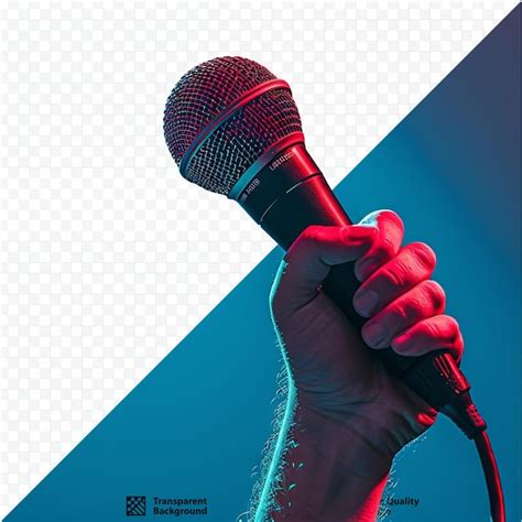 Premium Psd A Hand Holding A Dynamic Microphone With A Spherical