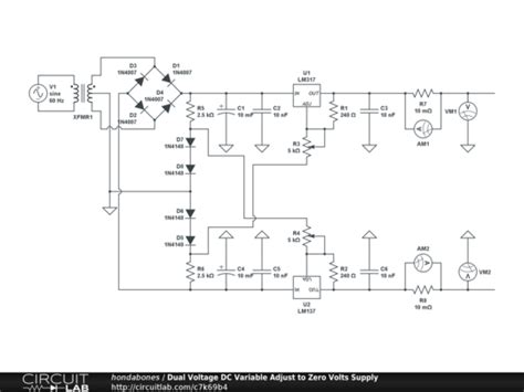 Dual Voltage DC Variable Adjust To Zero Volts Supply CircuitLab