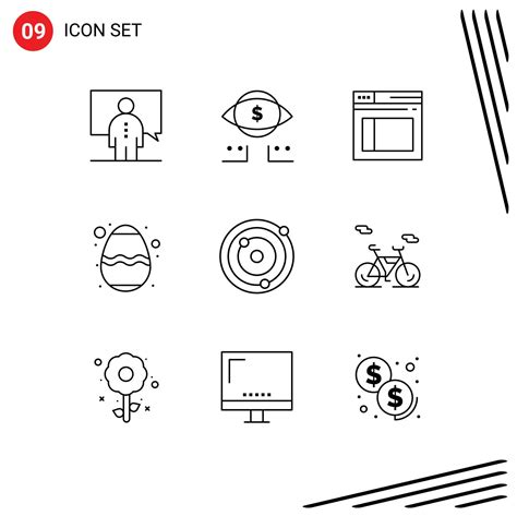 Outline Pack Of 9 Universal Symbols Of Astronomy Food Digital Egg Website Editable Vector Design