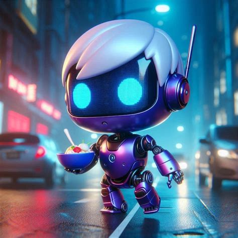 Chibi Humanoid Robot Is Using Walking Premium Ai Generated Image