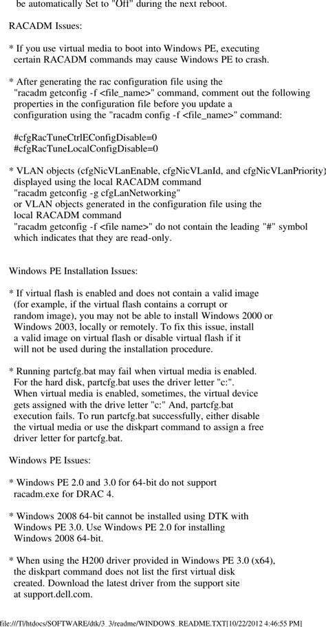 Dell Openmanage Deployment Toolkit Version 3 Owners Manual Readme Windows PE