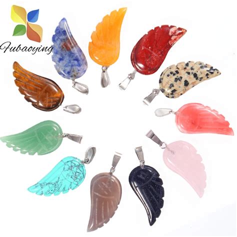 엔젤 윙 레이키 힐링 펜던트 천연석 석영 크리스탈 혼합 목걸이 쥬얼리 제작용 패션 비즈 10 개로트펜던트 Aliexpress