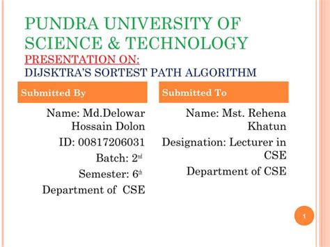 dijsktra s sortest path algorithm ppt