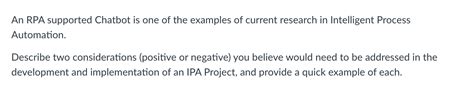 Solved An RPA Supported Chatbot Is One Of The Examples Of Chegg Com