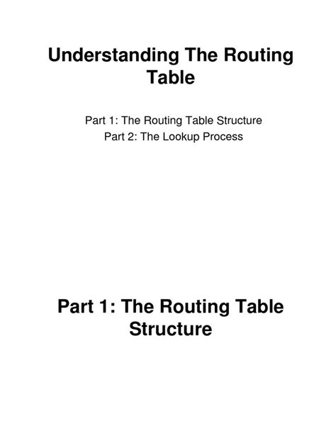 Understanding The Routing Part 1 The Routing Table Structure Part 2