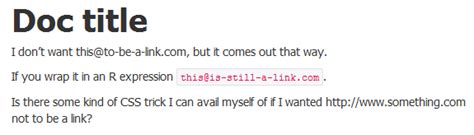 r avoid auto hyperlink generation with knitr markdown stack overflow