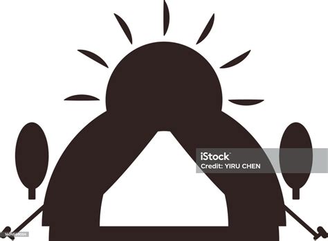 캠핑 텐트와 나무 일러스트레이션 그래픽 요소 아트 카드 개념에 대한 스톡 벡터 아트 및 기타 이미지 개념 개념과 주제 건강한 생활방식 Istock