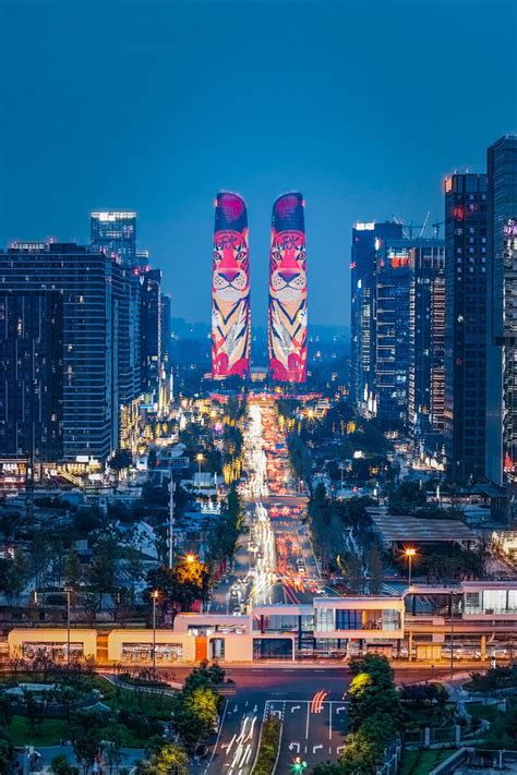成都金融城双子塔灯光秀 天涯静心 图虫