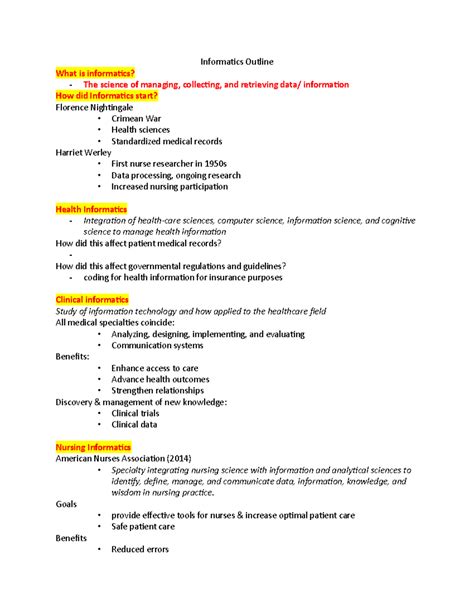 Outline Informatics Informatics Outline What Is Informatics The Science Of Managing