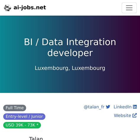 [hiring] Bi Data Integration Developer In Luxembourg Luxembourg R Ai Ml Jobs