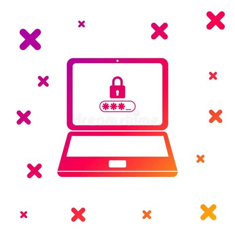 Color Laptop With Password Notification And Lock Icon On White Background Concept Of Security