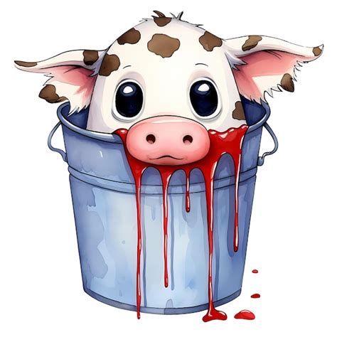 Милая мультфильмная корова в ведрах Премиум Ai сгенерированное изображение