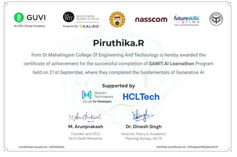 Piruthika R On Linkedin Generativeai Ai Learning Sawit Guvi Hcltech