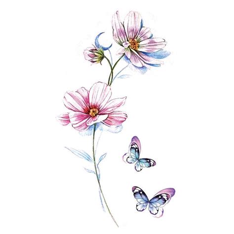 ₩1184에서 임시 문신 임시 문신 스티커 남성 여성 방수 검은 문신 꽃 장미 나비 물 전달 바디 핸드 아트 임시 Z0403