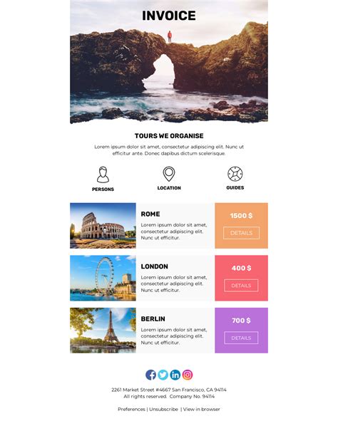 Travel Agency Invoice Email Template Unlayer