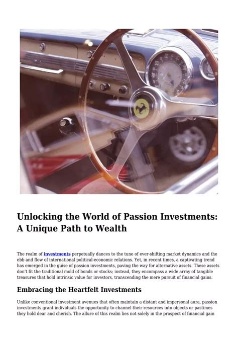 PPT Unlocking The World Of Passion Investments A Unique Path To
