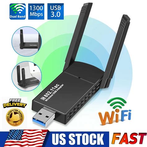 Used 1300Mbps 2 4G 5G Dual Band USB Wireless WIFI Adapter WIFI 6 Network Dongle USA UBB Threads