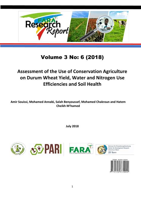 Pdf Assessment Of The Use Of Conservation Agriculture On Durum Wheat