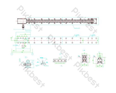 フラットトップチェーンコンベヤ図面セットcad図面 デコルand3dモデル フリー素材 Dwg無料ダウンロード Pikbest