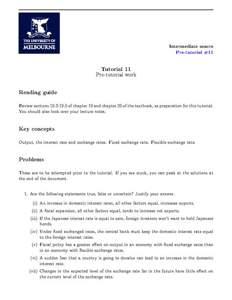 Pre Tutorial 11 With Solutions Intermediate Macro Pre Tutorial Tutorial 11 Pre Tutorial Work