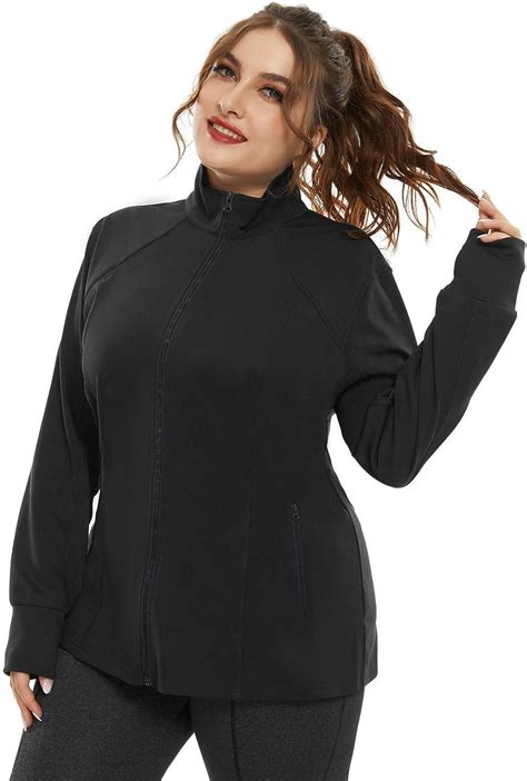 Hanna Nikole Womens Plus Size Running Jacket Full Zip Thumb Holes