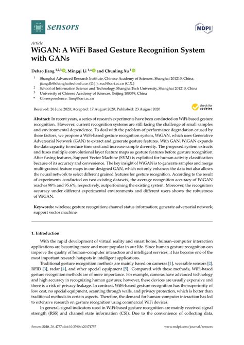 pdf wigan a wifi based gesture recognition system with gans