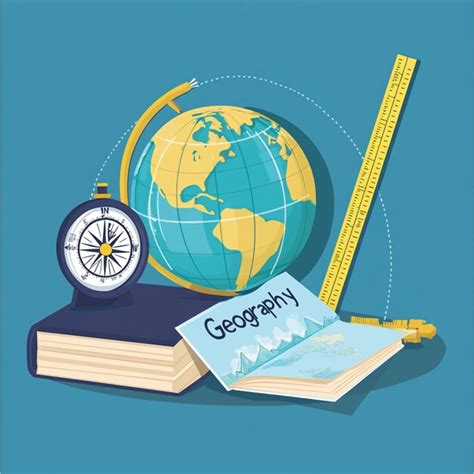 Flat Illustration Of Globe Compass And Ruler Premium Ai Generated Image