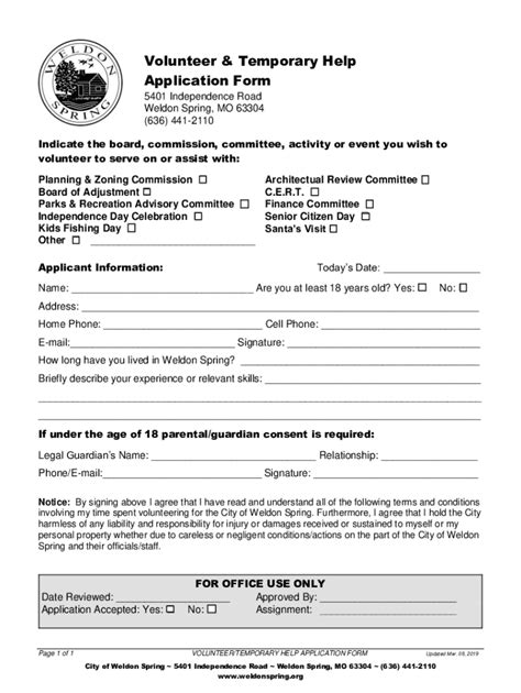 Fillable Online Volunteer And Temporary Help Application Form 5401