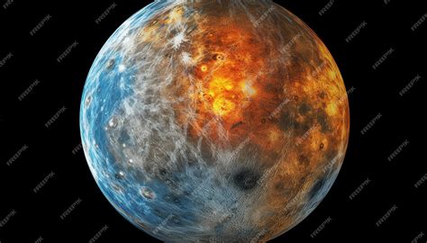 수성 행성 고도 전면 보기 흰색 절연 프리미엄 사진