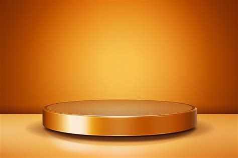 제품 디스플레이 3d 렌더링을 위한 금색 배경에 금색 포디움 또는 피데스탈 프리미엄 Ai 생성 이미지