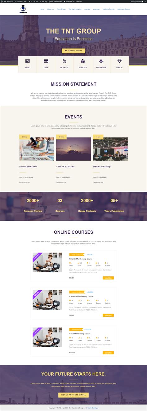 11 Wordpress Lms Website Using Elementor And Elementor Pro By Zeeshan Bacha On Dribbble