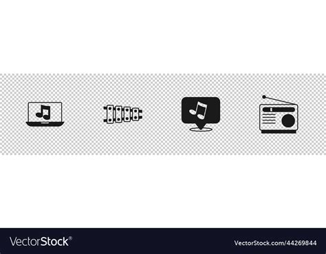Set Laptop With Music Xylophone Music Note Tone Vector Image