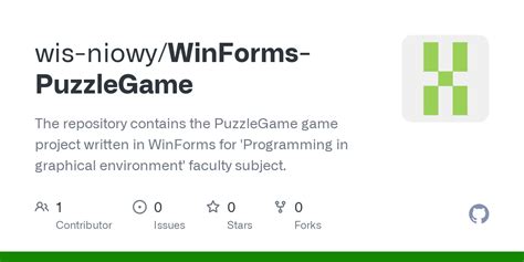 Github Wis Niowywinforms Puzzlegame The Repository Contains The Puzzlegame Game Project