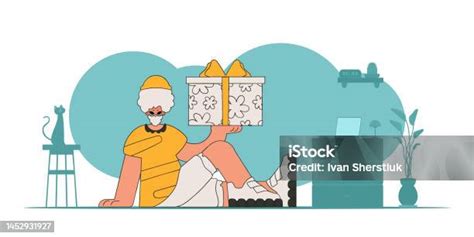 그 남자는 손에 선물이 든 상자를 들고 있습니다 휴일 선물 감정에 대한 스톡 벡터 아트 및 기타 이미지 감정 고객 구매 Istock