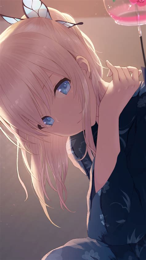 Anime Girl Blonde Kimono 4k Hd Phone Wallpaper Rare Gallery