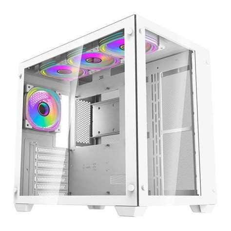 Gabinete Gamer Aigo Darkflash C285 Argb Mid Tower Lateral De Vidro Com 4 Fans Branco C285